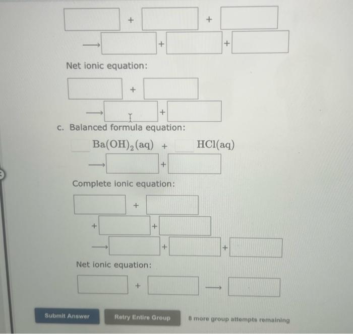 Solved write the balanced formula, complete ionic, and the | Chegg.com