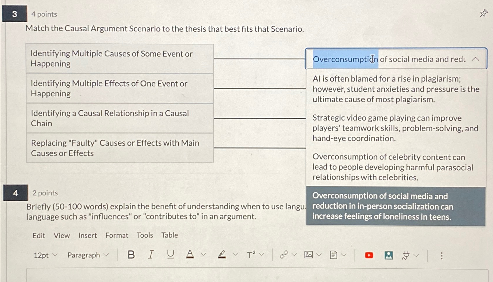 Solved 34 ﻿pointsMatch the Causal Argument Scenario to the | Chegg.com