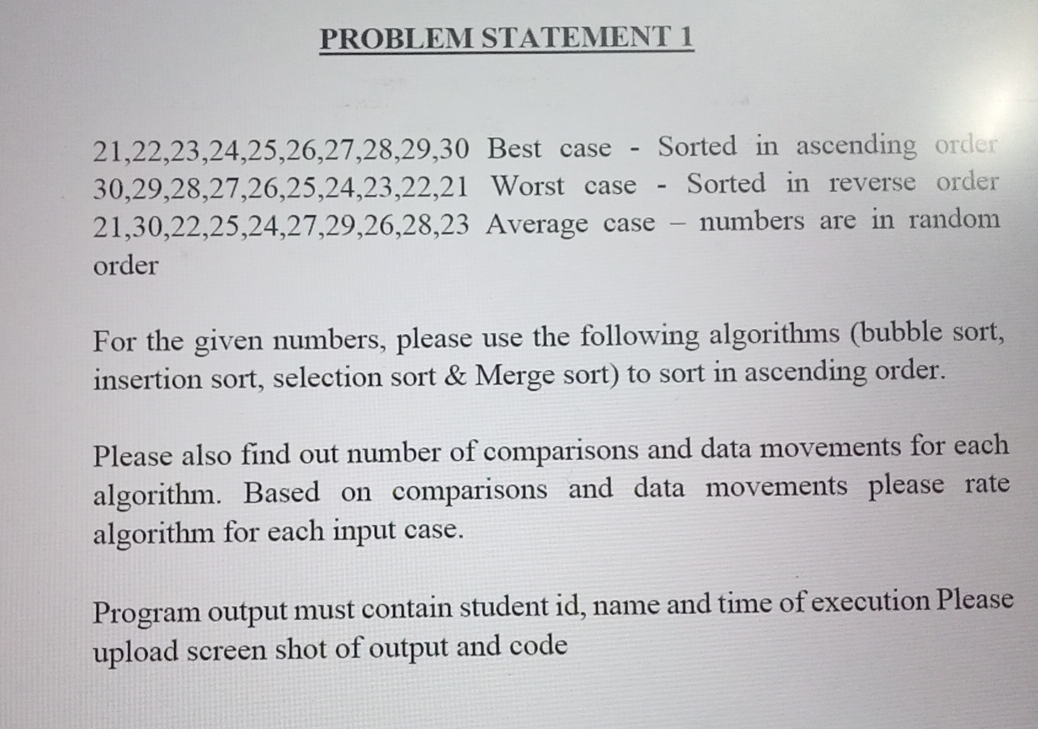 Solved PROBLEM STATEMENT 121,22,23,24,25,26,27,28,29,30 | Chegg.com