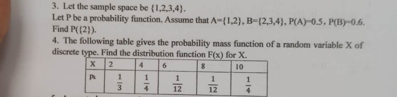 Solved Let the sample space be {1,2,3,4}.Let P ﻿be a | Chegg.com
