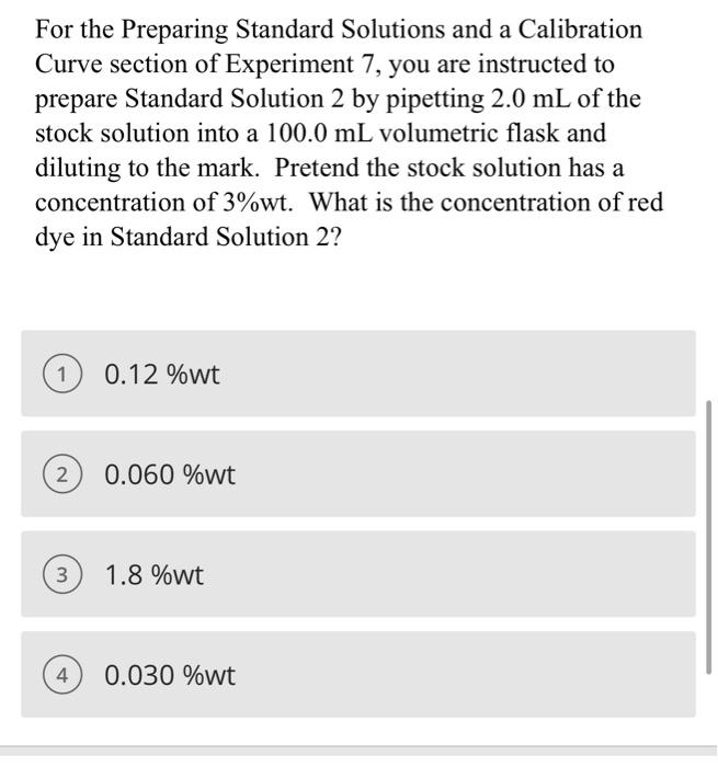 Solved For the Preparing Standard Solutions and a | Chegg.com