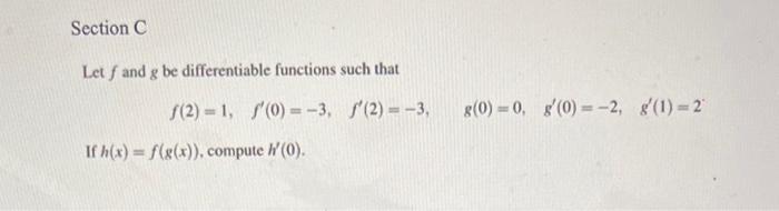 Solved Let f and g be differentiable functions such that | Chegg.com