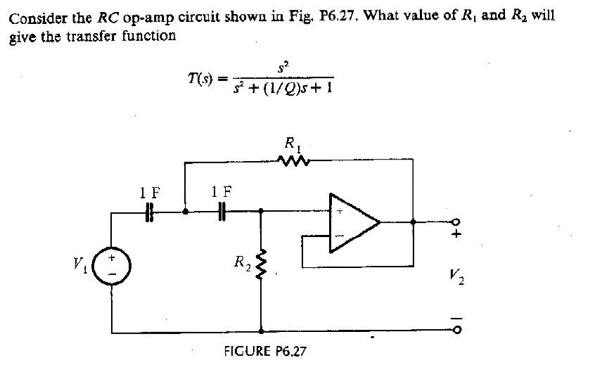 Solved Consider the RC op-amp circuit shown in Fig, P6.27. | Chegg.com