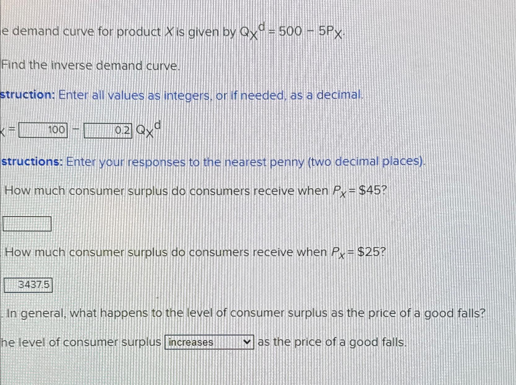 Solved e demand curve for product x ﻿is given by | Chegg.com