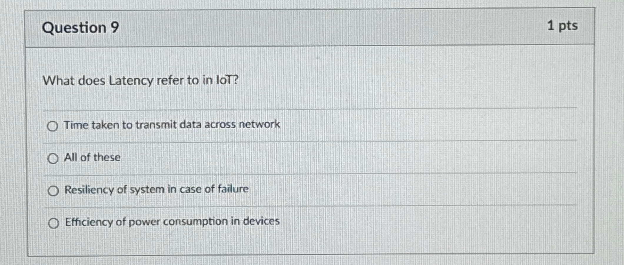 Solved Question 91 ﻿ptsWhat does Latency refer to in | Chegg.com