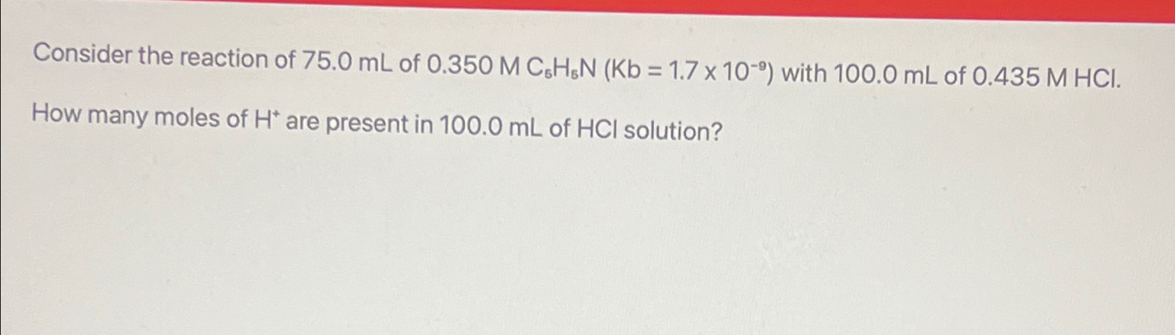 Solved Consider the reaction of 75.0mL ﻿of | Chegg.com