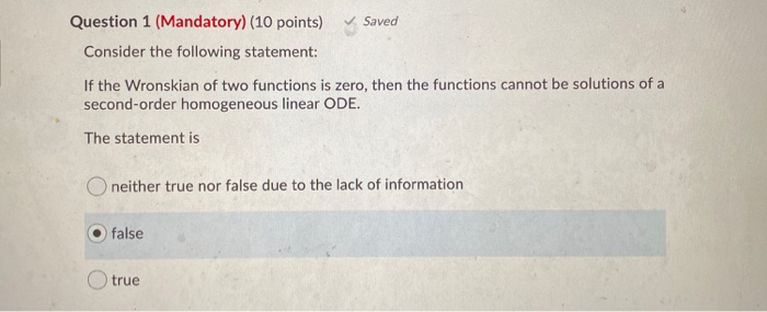 Solved Question 1 (Mandatory) (10 points) Saved Consider the | Chegg.com Solved Question 1 (Mandatory) (10 points) Saved Consider the | Chegg.com