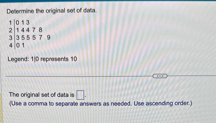 Solved Determine the original set of data. | Chegg.com