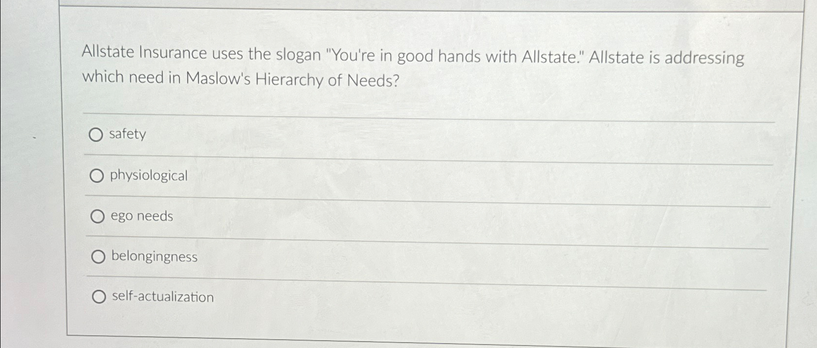 Solved Allstate Insurance uses the slogan "You're in good | Chegg.com