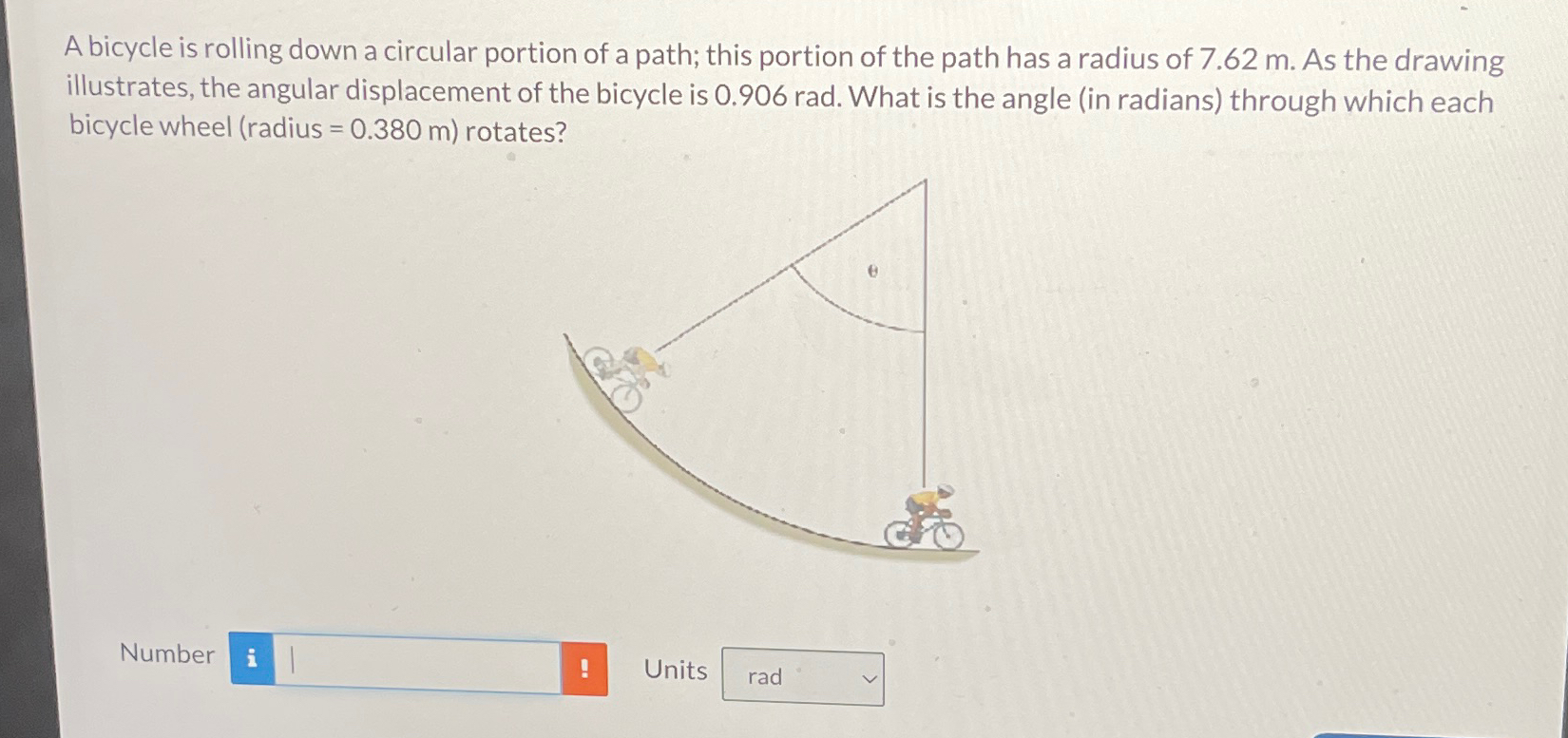 Solved A bicycle is rolling down a circular portion of a | Chegg.com