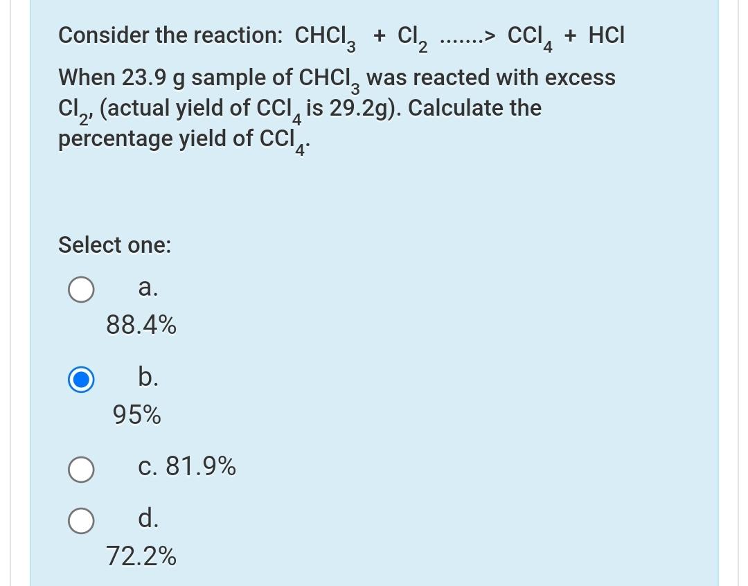 Solved Consider the reaction: CHCl3+Cl2dotsdots..>CCl4+HCl | Chegg.com