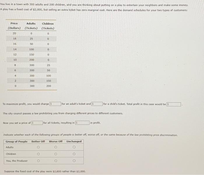 Solved You live in a town with 300 adults and 200 children, | Chegg.com