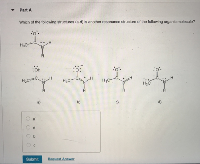 Solved Part A Which of the following structures (a-d) is | Chegg.com