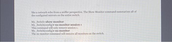 Solved LAB 6: CisCO Switch Port Mirror Configure Port | Chegg.com