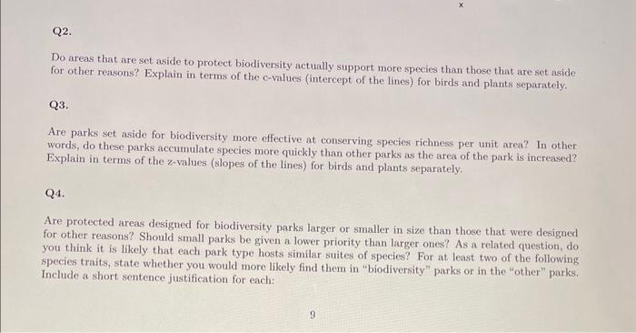 D. Discussion questions Q1. Are larger parks better | Chegg.com