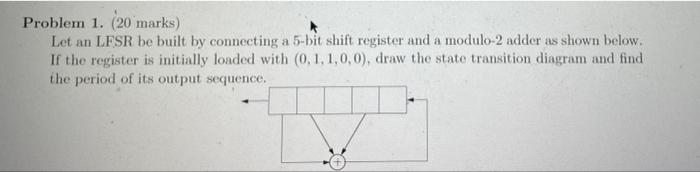 Solved Problem 1. (20 marks) Let an LFSR be built by | Chegg.com