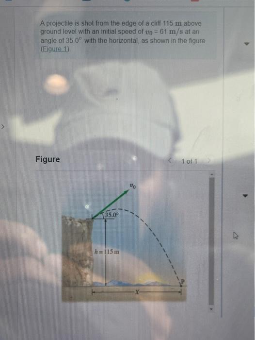 Solved A projectile is shot from the edge of a cliff 115 m | Chegg.com