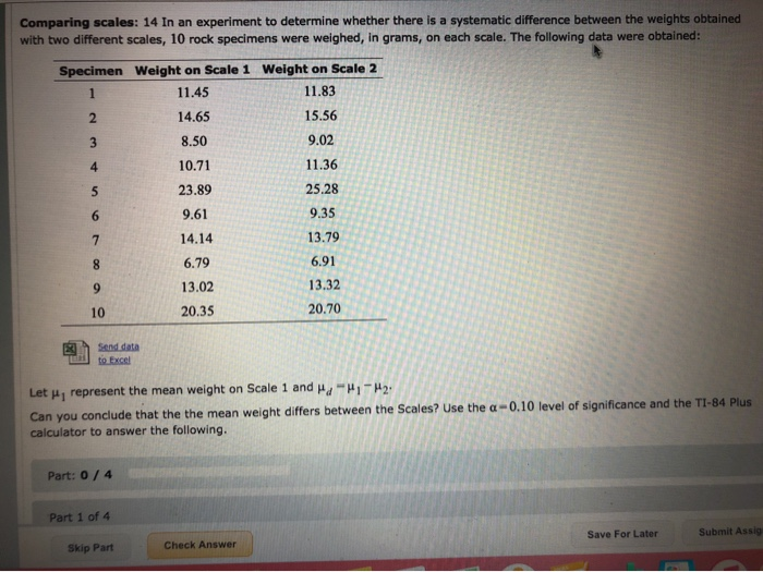 Solved Comparing scales: 14 In an experiment to determine | Chegg.com