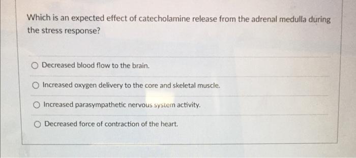 Solved Which is an expected effect of catecholamine release | Chegg.com