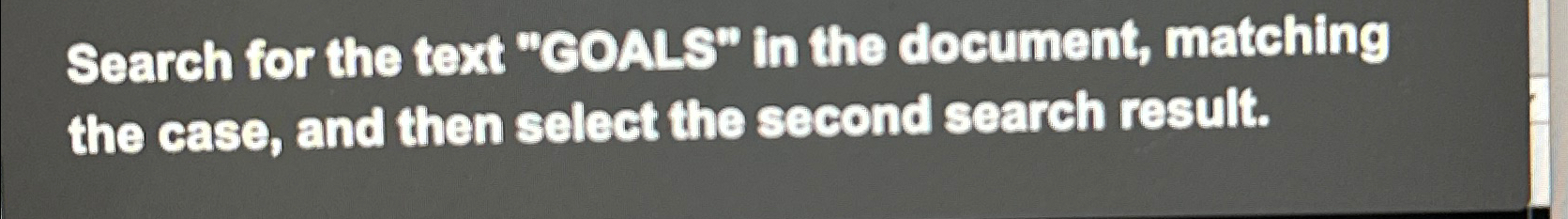 Solved Search for the text "GOALS" in the document, matching | Chegg.com