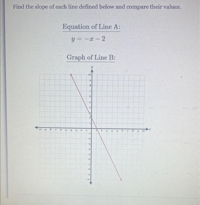 Solved Find the slope of each line defined below and compare | Chegg.com