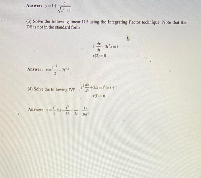 Solved Section 2.2 Integrating Factor method (1) Solve the | Chegg.com