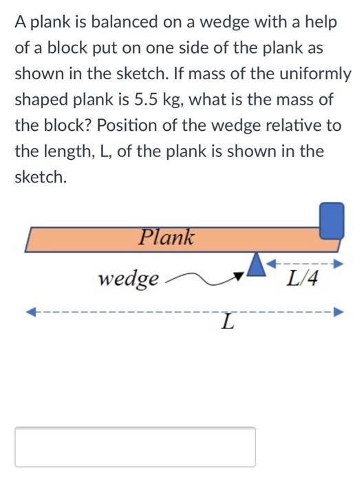 Solved A plank is balanced on a wedge with a help of a block | Chegg.com