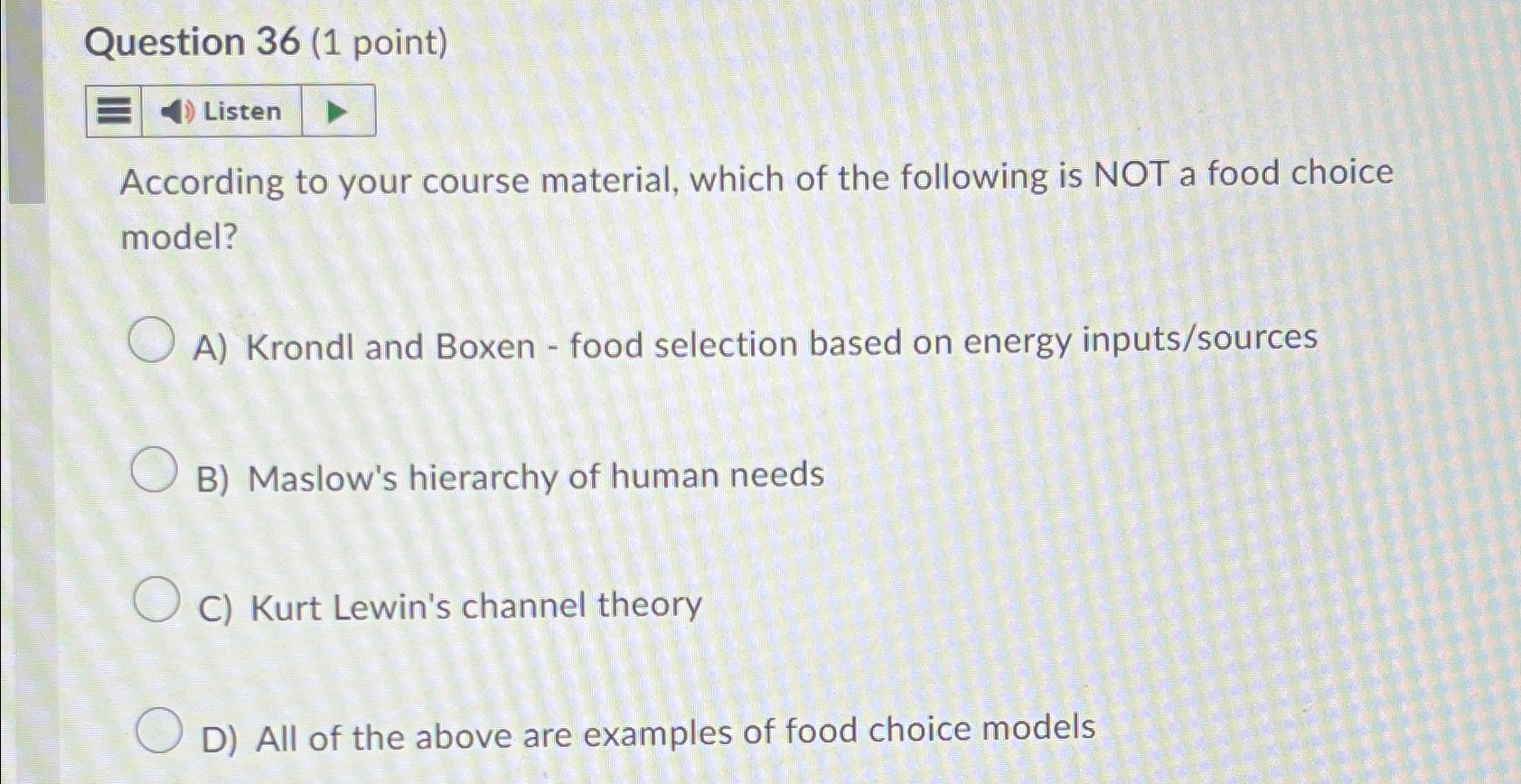 Solved Question 36 (1 ﻿point) According to your course | Chegg.com