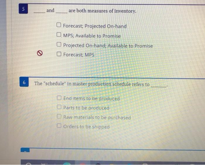 Solved 5 and are both measures of inventory. Forecast; | Chegg.com