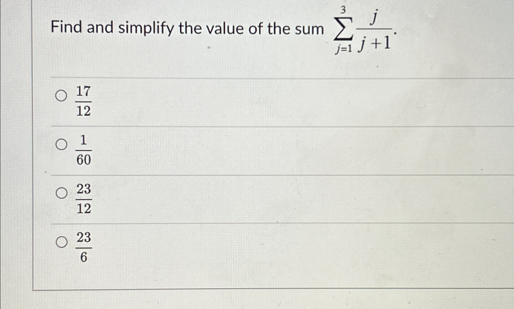 Solved Find and simplify the value of the sum | Chegg.com