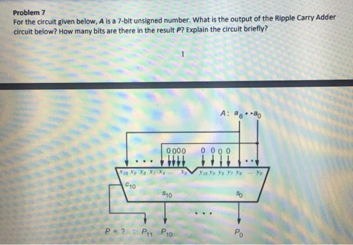 Problem 7 For The Circuit Given Below A Is A 7 Bit 