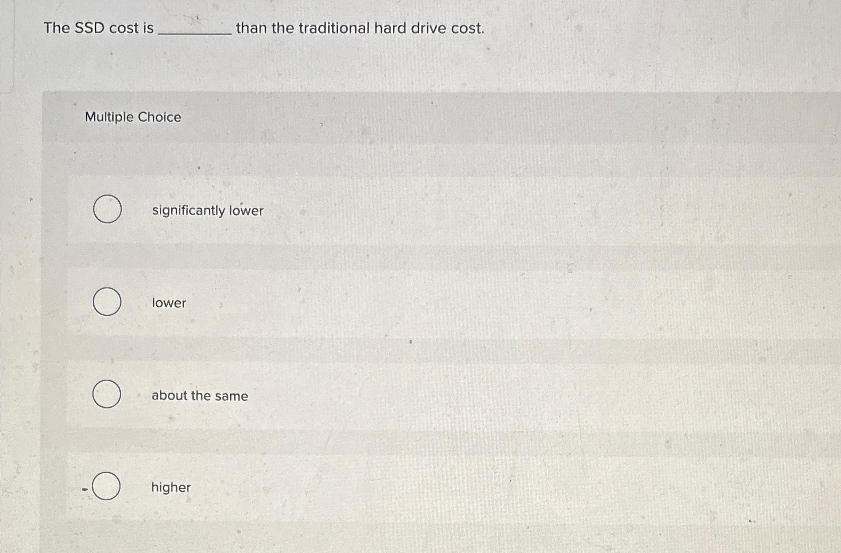 Solved The SSD cost is than the traditional hard drive | Chegg.com