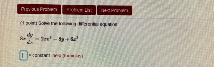 Solved Exact Equations: Problem 2 Previous Problem Problem | Chegg.com