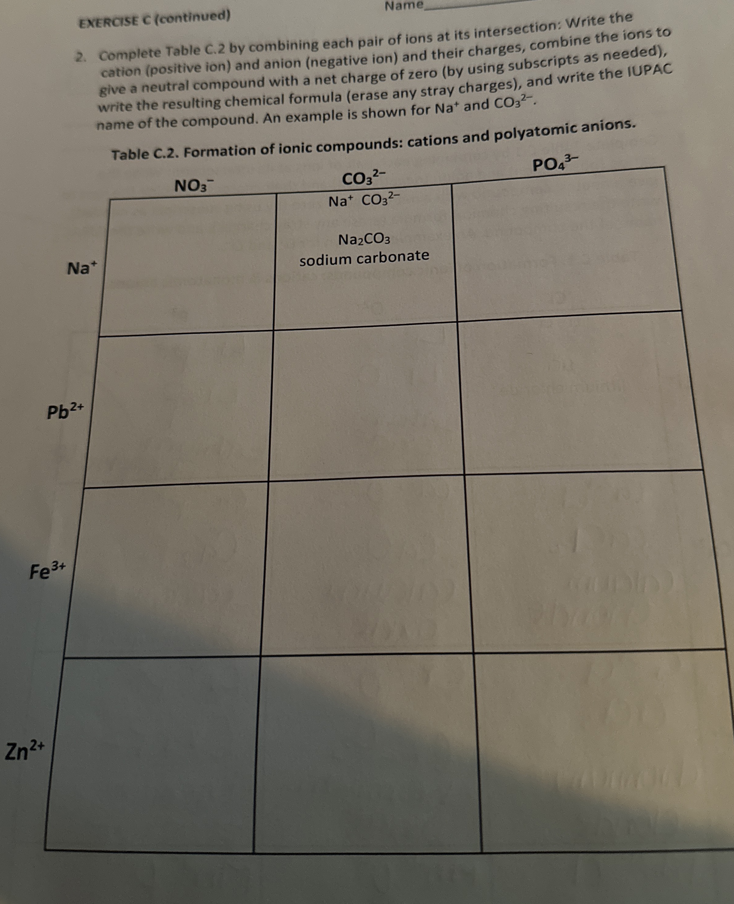 Solved Complete Table C. 2 ﻿by combining each pair of ions | Chegg.com