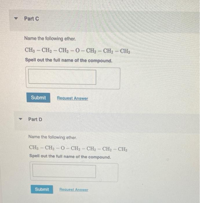 Solved Question 23 Part A Name the following ether. CH3 - | Chegg.com