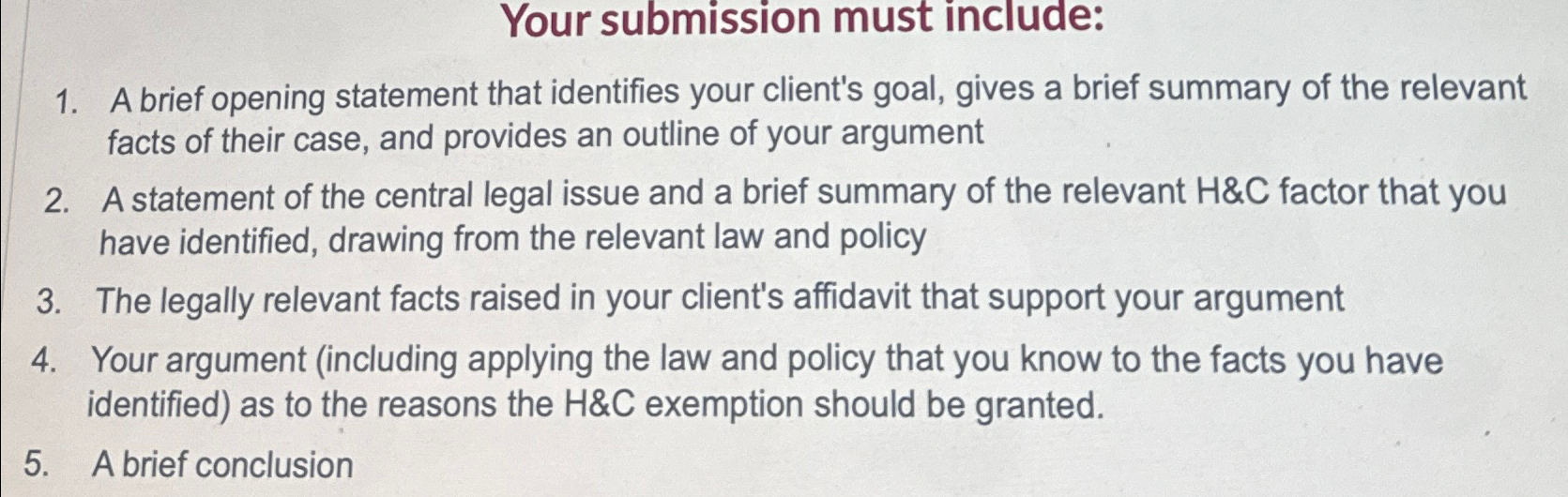 Solved Your submission must include:A brief opening | Chegg.com