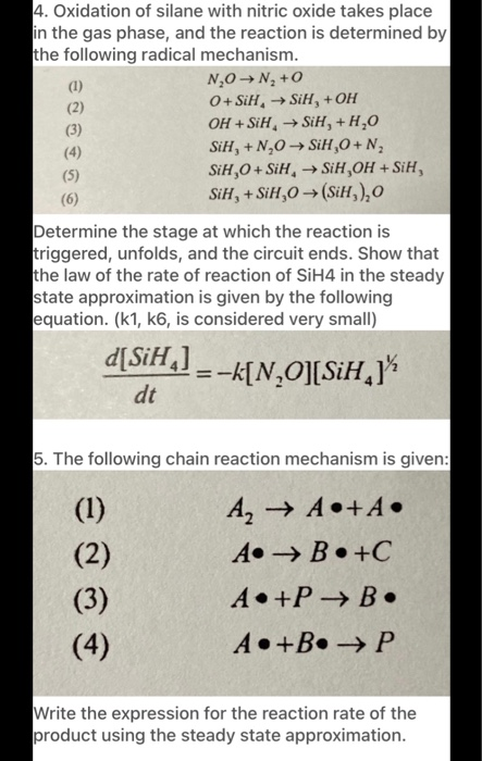 Solved 4. Oxidation of silane with nitric oxide takes place | Chegg.com
