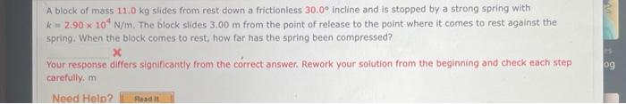 Solved A block of mass 11.0 kg slides from rest down a | Chegg.com