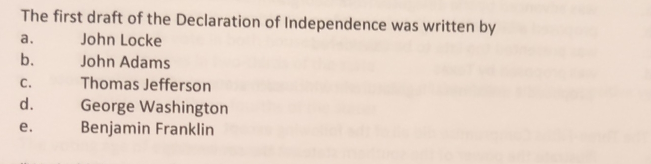 Solved The first draft of the Declaration of Independence | Chegg.com