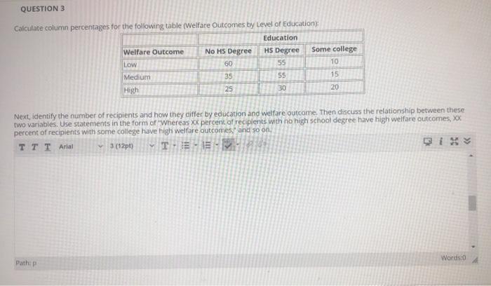 Solved QUESTION 3 Calculate column percentages for the | Chegg.com