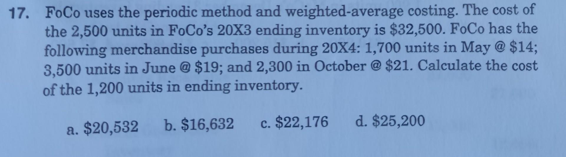 Solved 14. JiCo uses the periodic method. Its beginning | Chegg.com