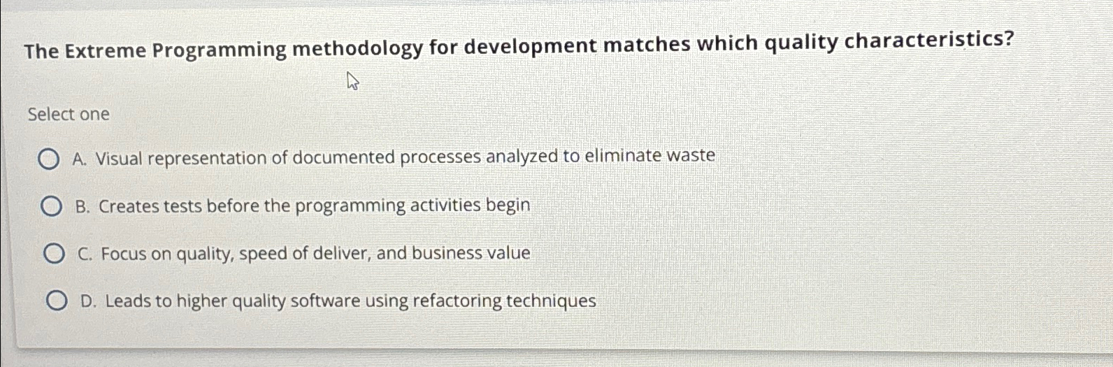 Solved The Extreme Programming methodology for development | Chegg.com