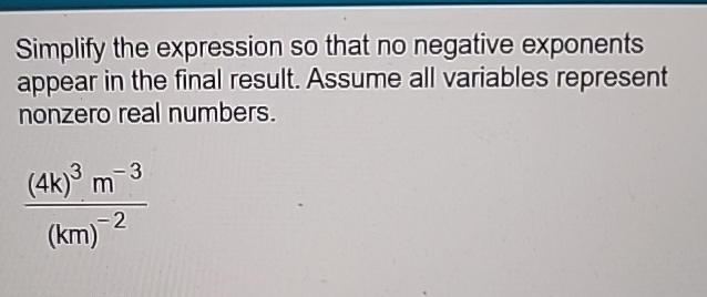 Solved Simplify the expression so that no negative exponents | Chegg.com