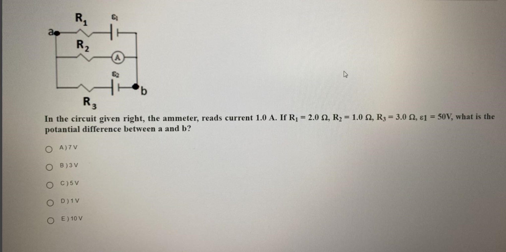 Solved In the circuit given right, the ammeter, reads | Chegg.com