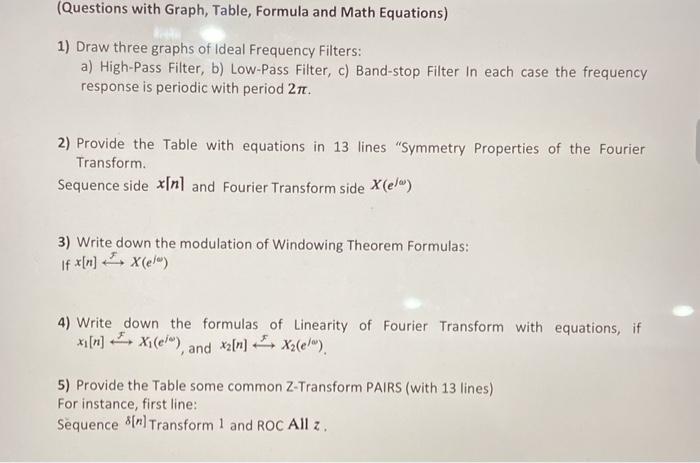 (Questions with Graph, Table, Formula and Math | Chegg.com