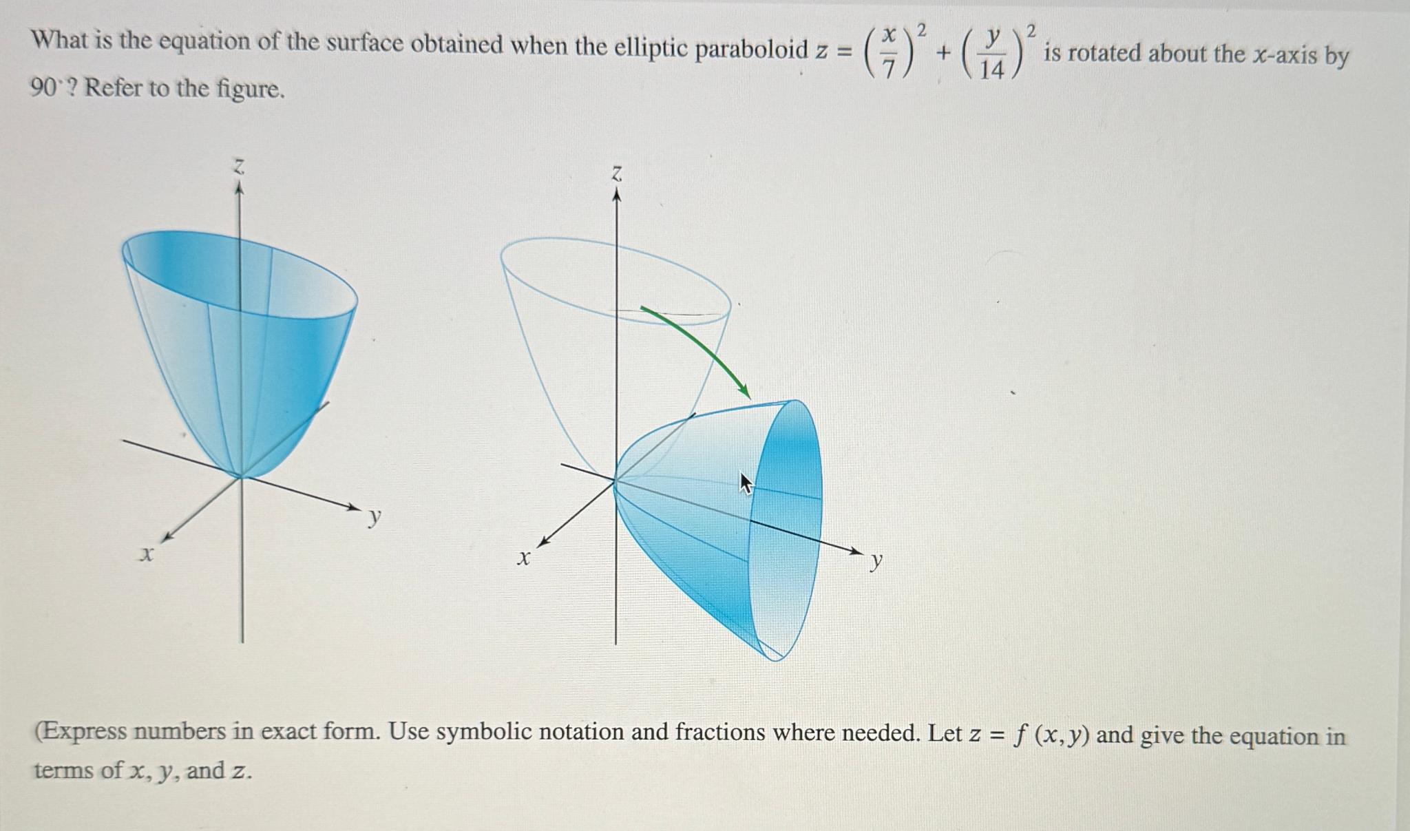 Solved What is the equation of the surface obtained when the | Chegg.com