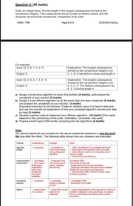 Solved Question 3: (30 marks) Given an intoger array, find | Chegg.com