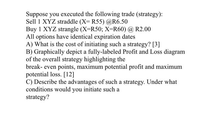 Solved Suppose you executed the following trade (strategy): | Chegg.com