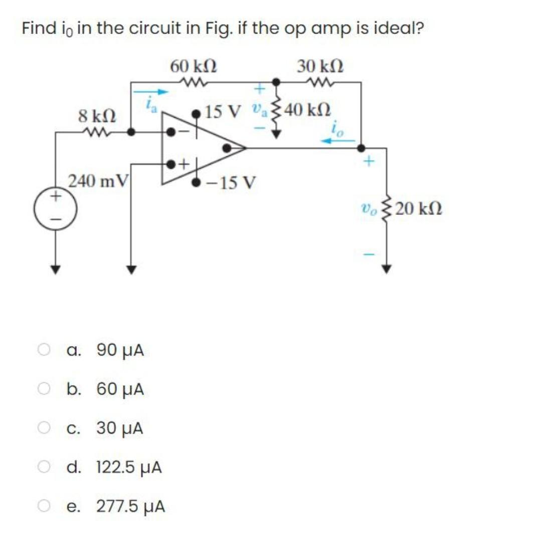 Solved Find io in the circuit in Fig. if the op amp is | Chegg.com