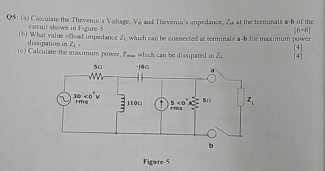 Solved Q5: (a) ﻿Calculate the Thevenin's Voltage, Vth ﻿and | Chegg.com